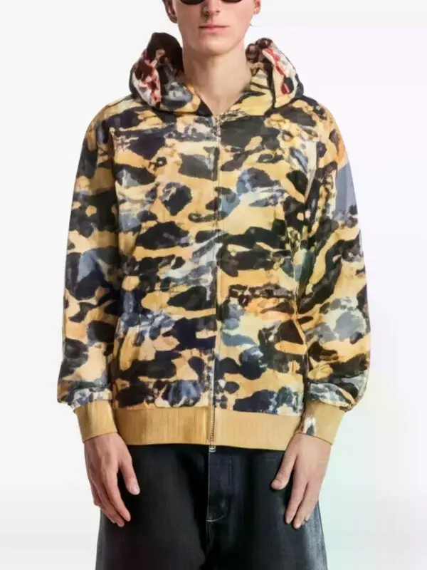 A BATHING APE Shark Camo Zip Hoodie - Neutrals