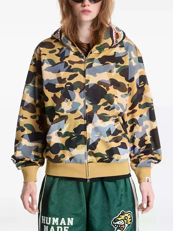 A BATHING APE Shark Camo Zip Hoodie