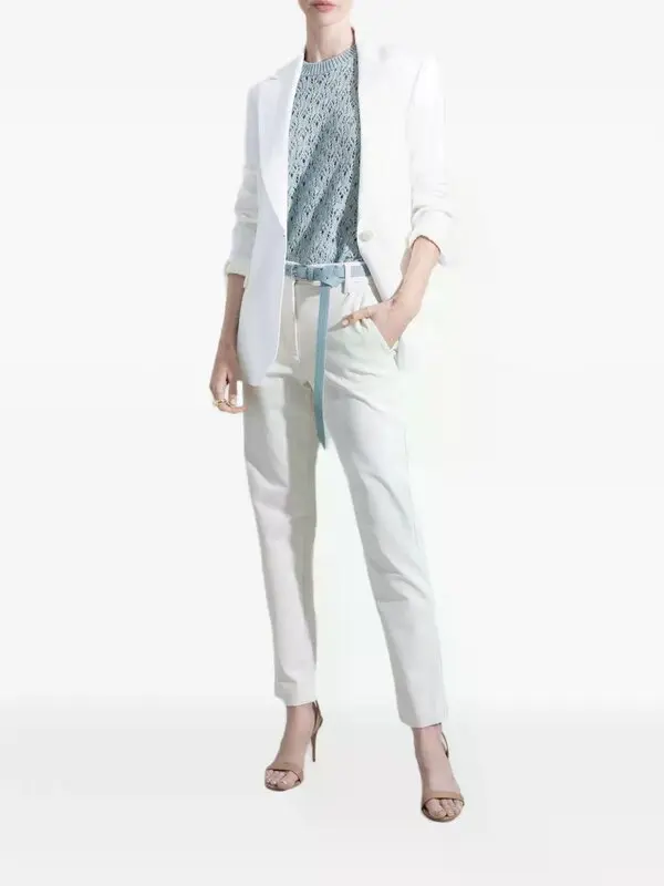 Eleventy Tapered Cropped Trousers In Sand Beige Silk