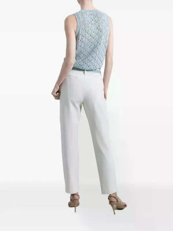 Eleventy Tapered Cropped Trousers In Sand Beige Silk
