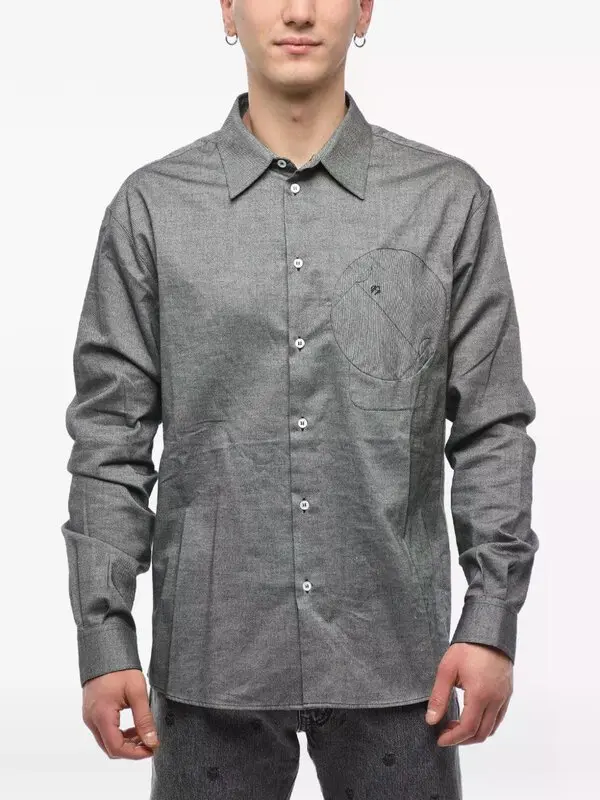 Off-White Embroidered Breast-pocket Shirt