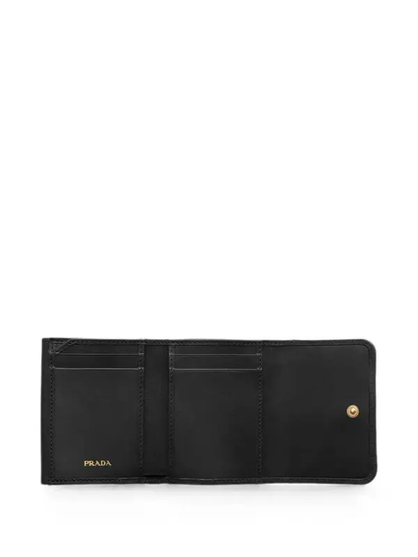 Prada Small Woven Madras Leather Wallet
