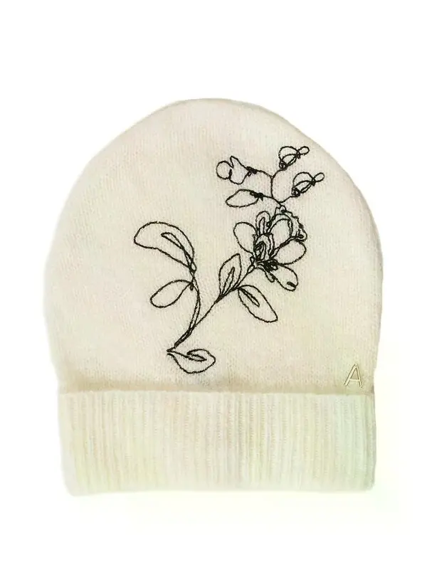 TWINSET Knitted Beanie With Floral Embroidery - Neutrals