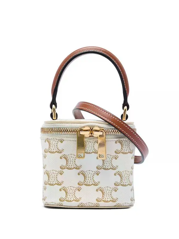 Celine 2023 Mini Triomphe Coated Canvas Vanity Case Satchel