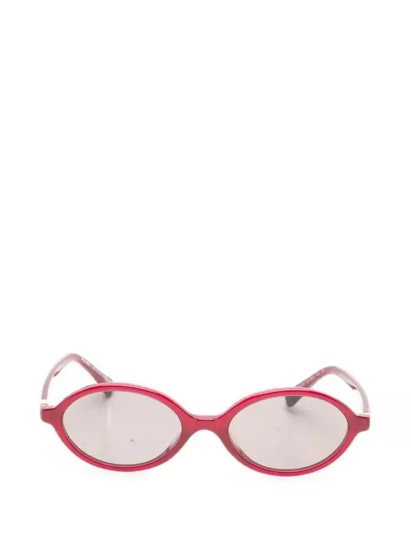 Miu Miu Logo-plaque Oval Sunglasses - Red