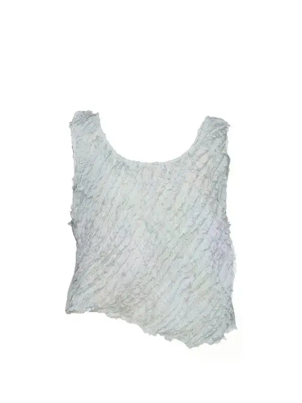 MULLER OF YOSHIOKUBO Sleeveless Ruffled Lace-trim Cropped Top
