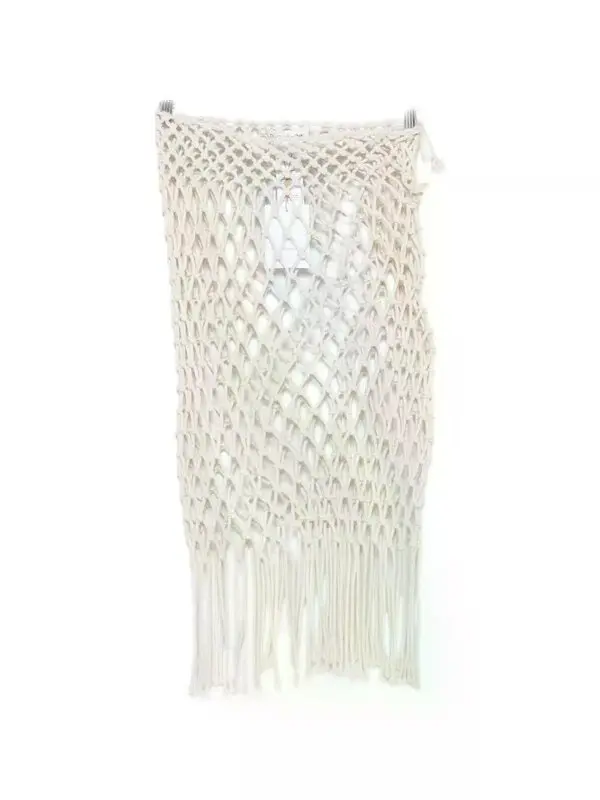 THE FRANKIE SHOP Macramé Fringed Midi Skirt - Neutrals