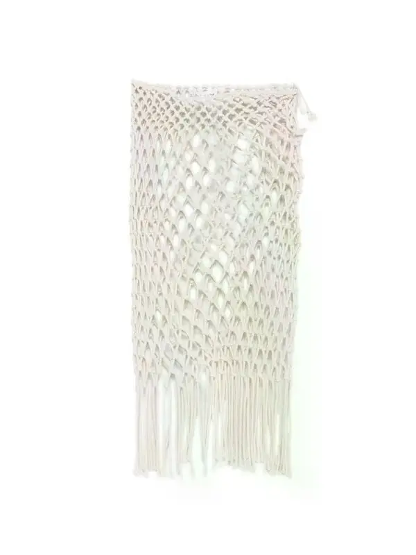 THE FRANKIE SHOP Macramé Fringed Midi Skirt - Neutrals