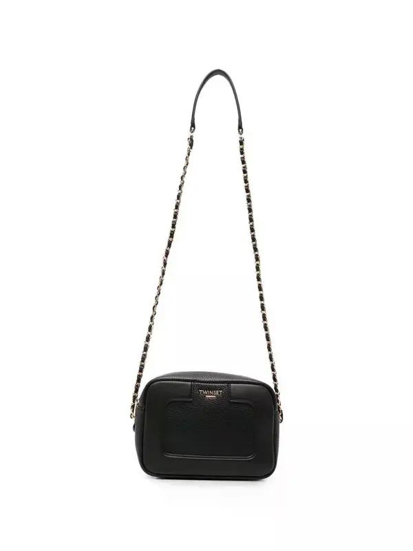 TWINSET Logo Plaque Shoulder Bag - Black