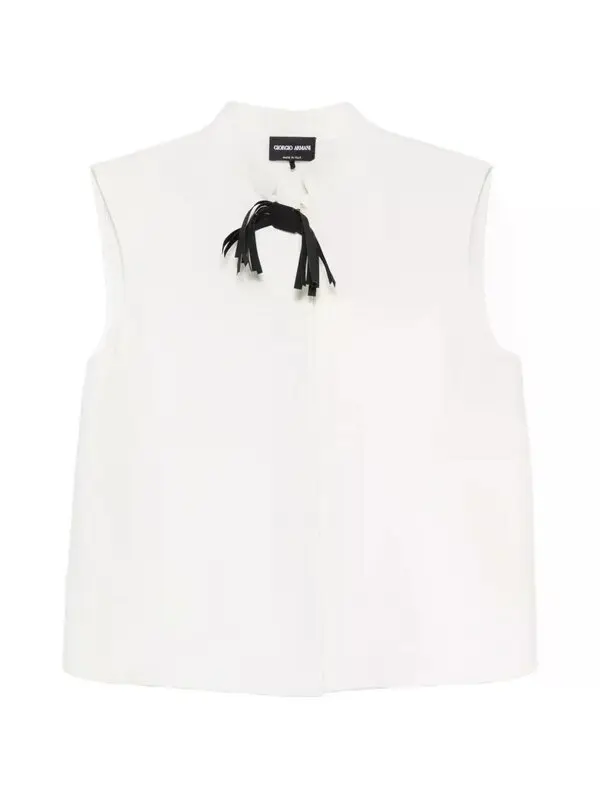 Giorgio Armani Sleeveless High Neck Bow Detail Shirt