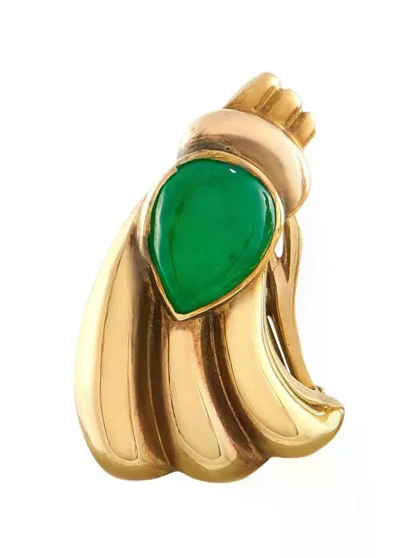 LB EXCLUSIVE 14k Yellow Jade Ribbed Fan-form Earrings
