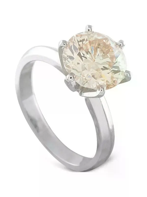 LB EXCLUSIVE 14k White Gold 3.0 Carat Round-cut Diamond Solitaire Ring - Silver