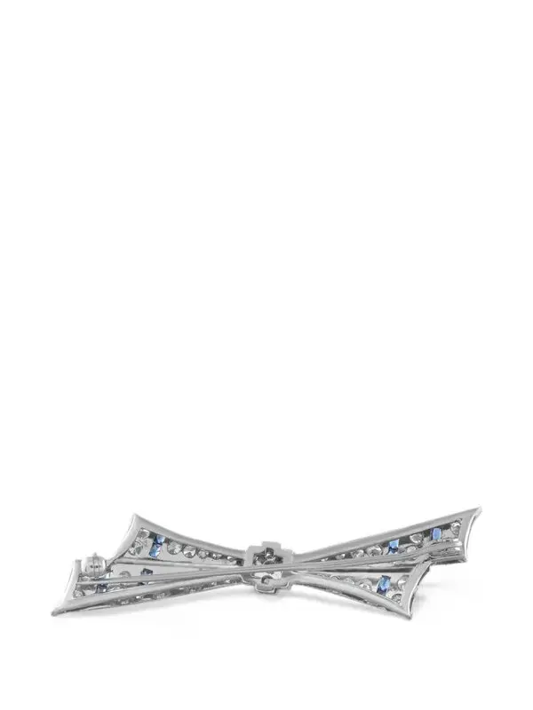 LB EXCLUSIVE Bow-motif Diamond And Sapphire Brooch
