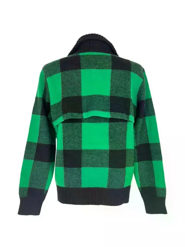 Ralph Lauren Plaid Wool Button-collar Sweater