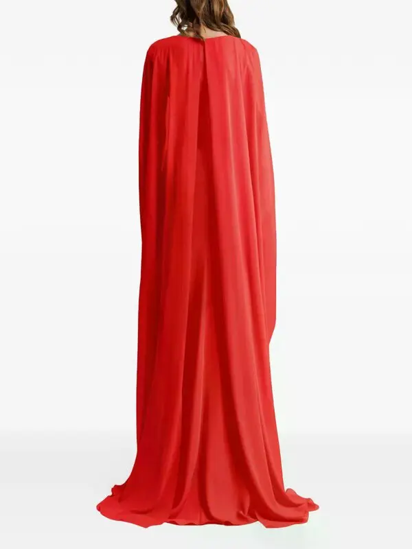 GEMY MAALOUF V-neck Cape Overlay Dress - Red