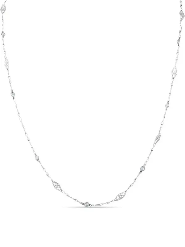 LB EXCLUSIVE Platinum Diamond Filigree Station Necklace - Silver