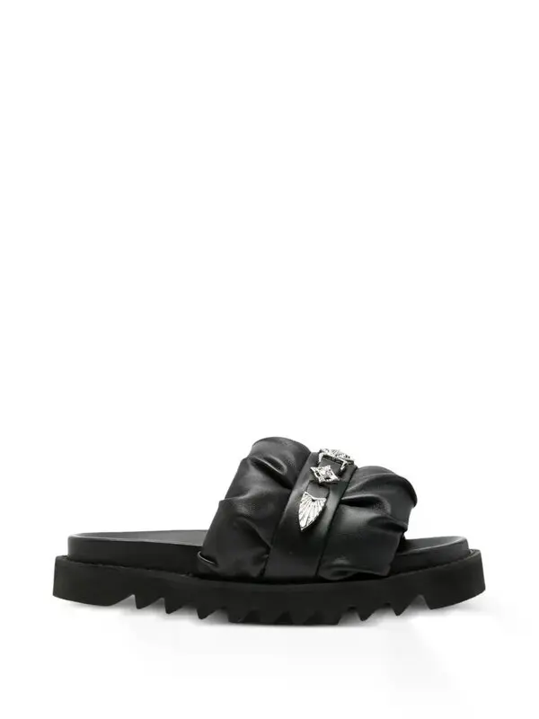 Toga Ruched Metal-embellished Sandals - Black