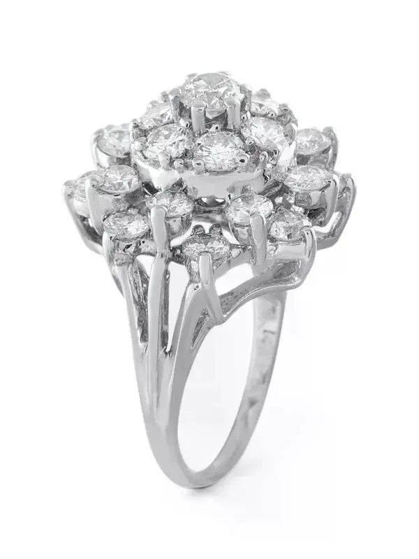 LB EXCLUSIVE 14k White Gold 2.90ct Diamond Flower Cluster Ring