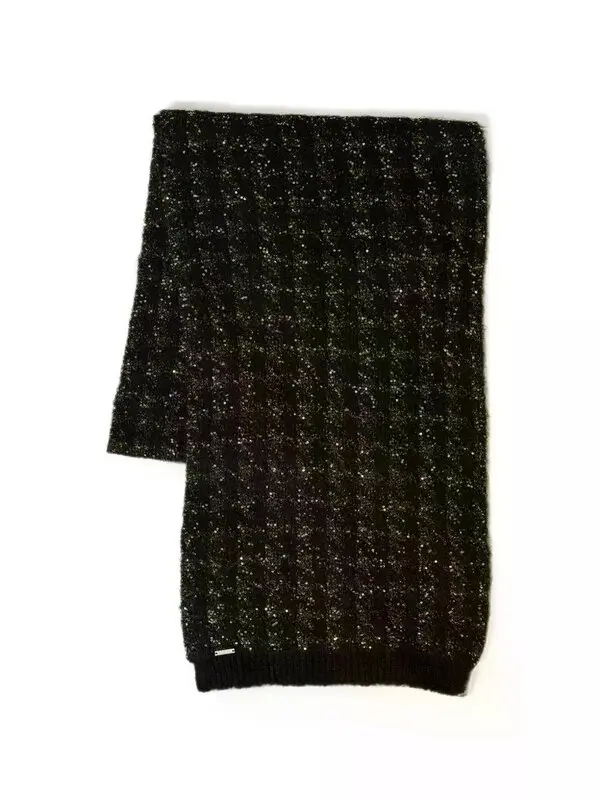 TWINSET Jacquard Knit Scarf With Houndstooth Pattern