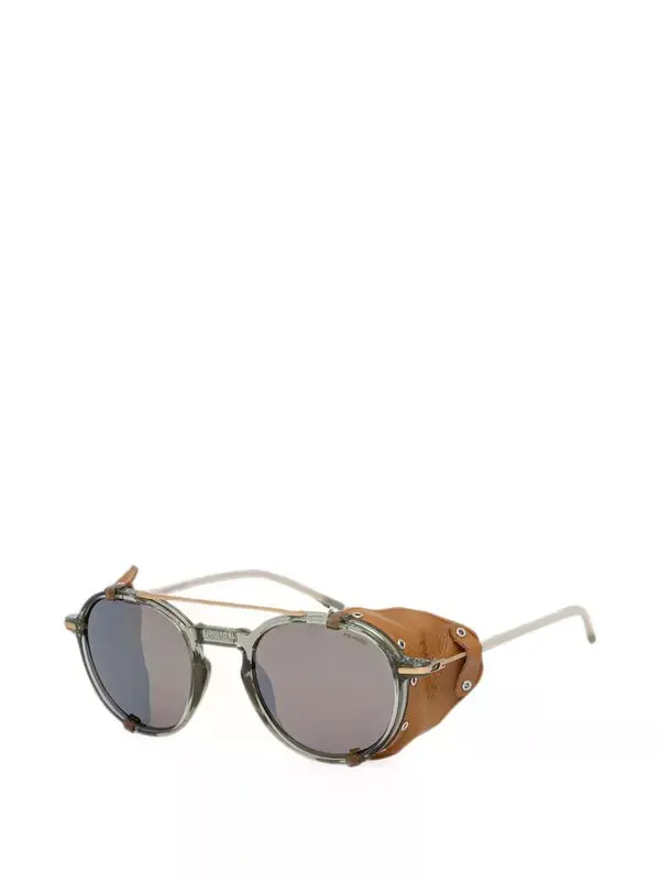 JULBO EYEWEAR Round Frame Sunglasses With Leather Trim - Grey