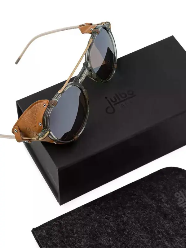 JULBO EYEWEAR Round Frame Sunglasses With Leather Trim