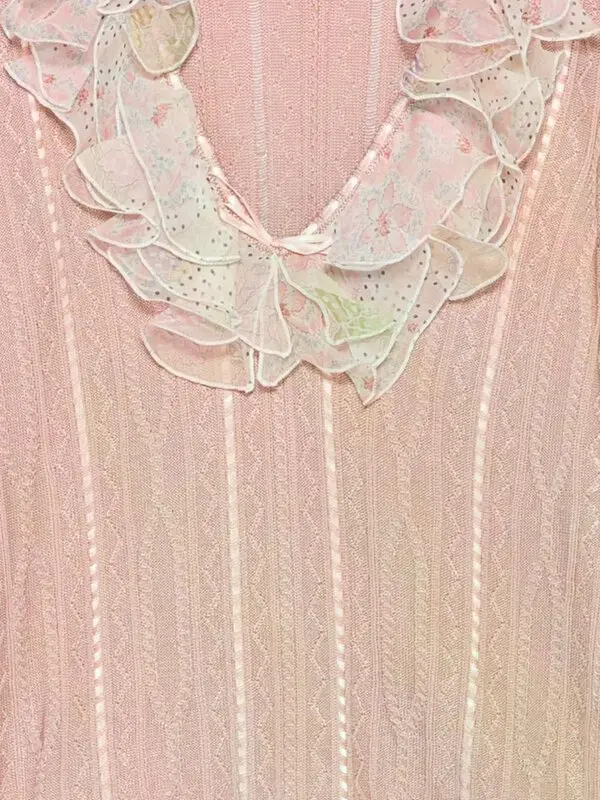John Galliano 2000s Ruffled V-neck Sweater