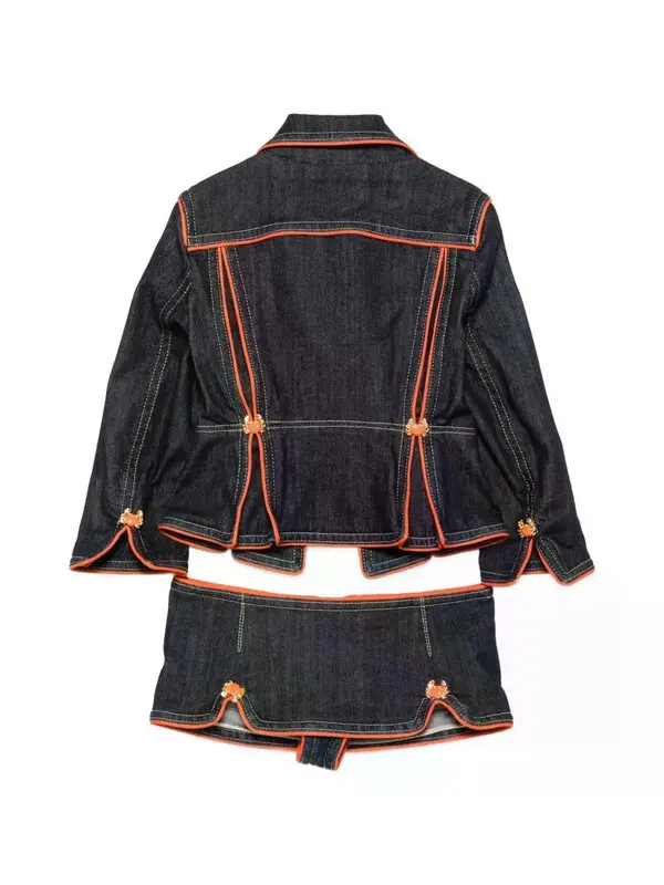 Dsquared2 Denim Jacket And Skirt Set With Crab Embellishments