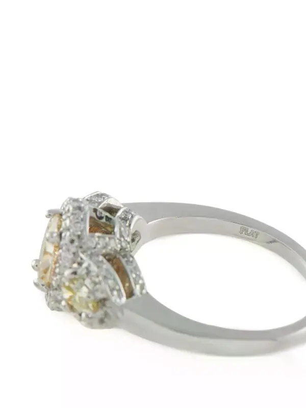 LB EXCLUSIVE Platinum Pear-cut Yellow Diamond Ring With Diamond Halo