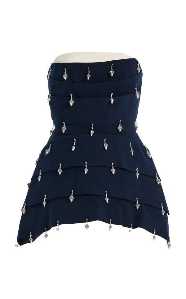 CHORUS Embellished Strapless Bustier Top - Navy