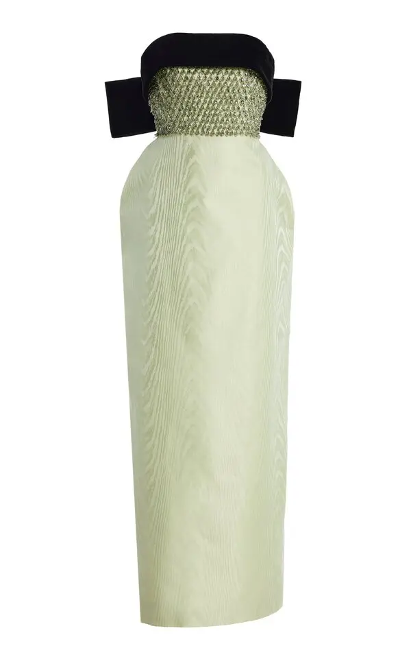 CHORUS Embellished Moiré Midi Column Dress - Green