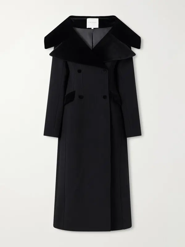 LIBEROWE Hourglass Double-breasted Wool Coat With Velour Trim