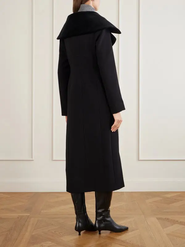 LIBEROWE Hourglass Double-breasted Wool Coat With Velour Trim
