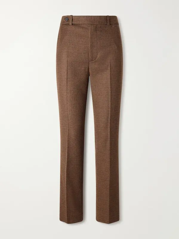 Polo Ralph Lauren Houndstooth Cotton-blend Straight-leg Pants - Brown