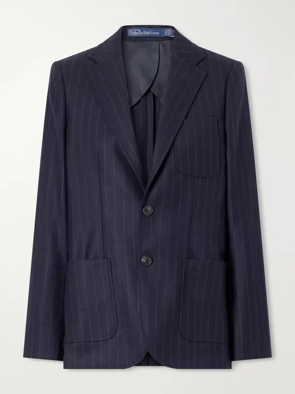 Polo Ralph Lauren Pinstriped Wool Blazer - Blue