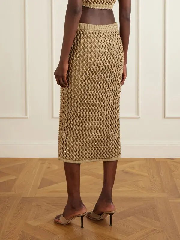 DIOTIMA Spice Beaded Crocheted Midi Skirt
