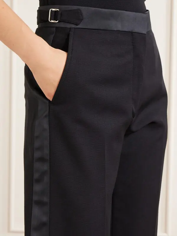 WALES BONNER Gallery Satin-trimmed Wool-twill Flared Pants