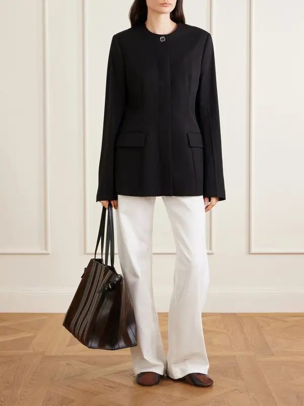 Proenza Schouler Glove Paneled Leather And Suede Ballet Flats