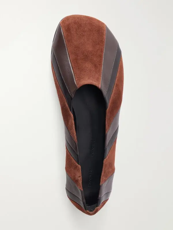 Proenza Schouler Glove Paneled Leather And Suede Ballet Flats