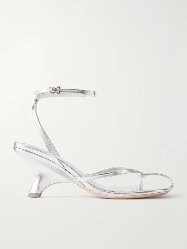 Simkhai Kelsey Metallic-leather Wedge Sandals