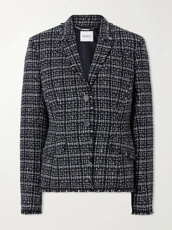 Erdem Fitted Cotton-blend Tweed Blazer