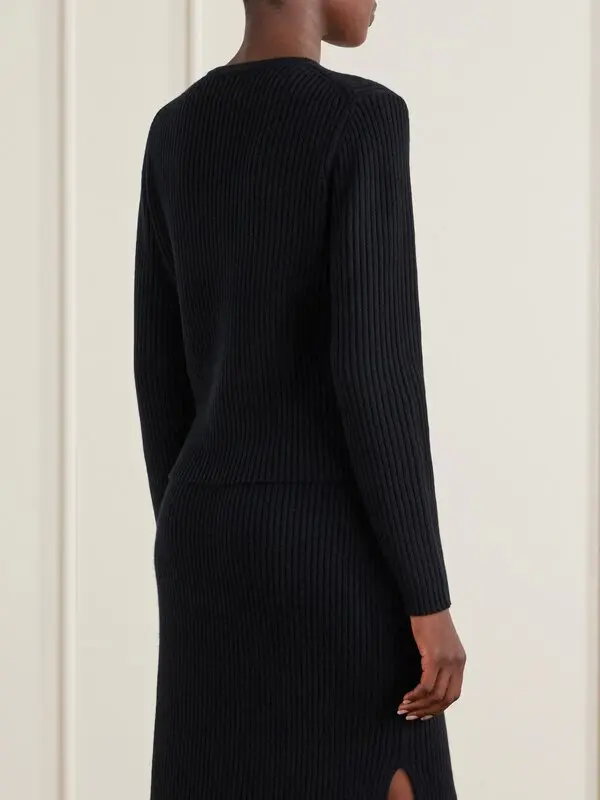 ALLUDE Wool And Cashmere-blend Ribbed Cardigan