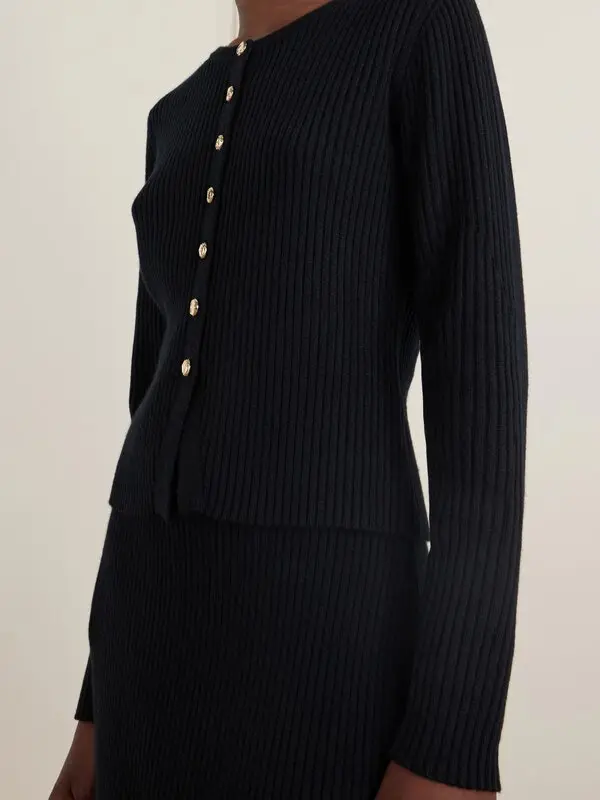 ALLUDE Wool And Cashmere-blend Ribbed Cardigan