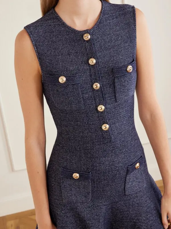 SELF-PORTRAIT Scalloped Knitted Cotton-blend Mini Dress