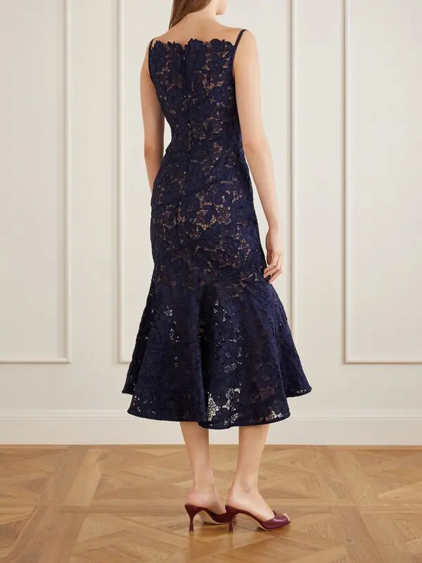 SELF-PORTRAIT Scalloped Lace Midi Dress