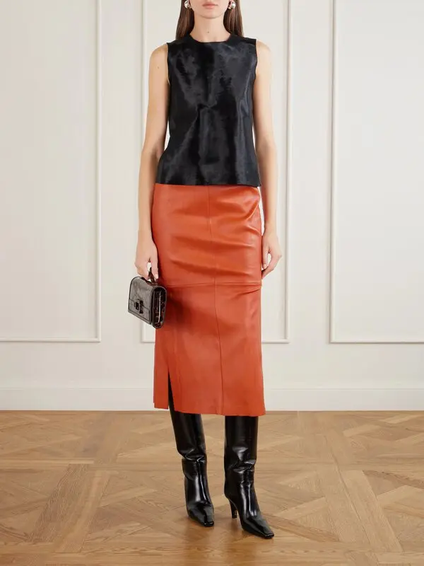 Stouls Winona Leather Midi Skirt