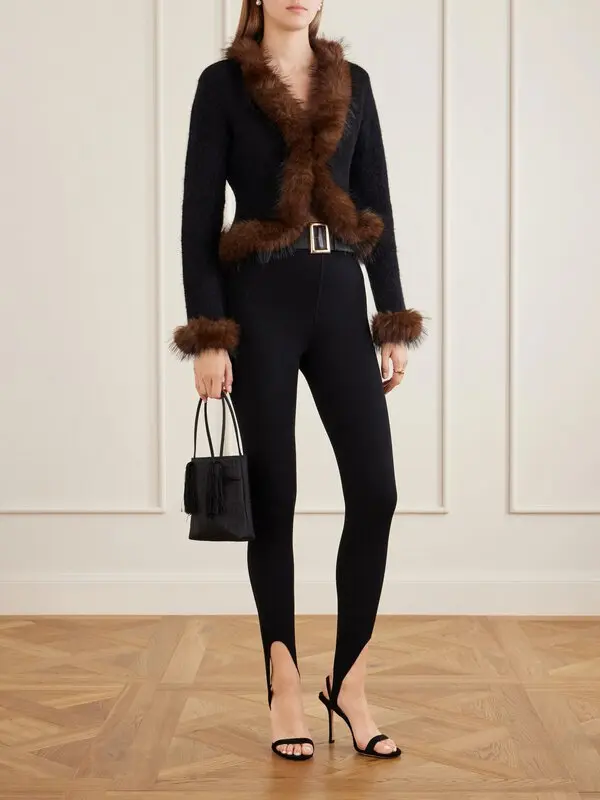 SELF-PORTRAIT Plush-trimmed Knitted Cardigan