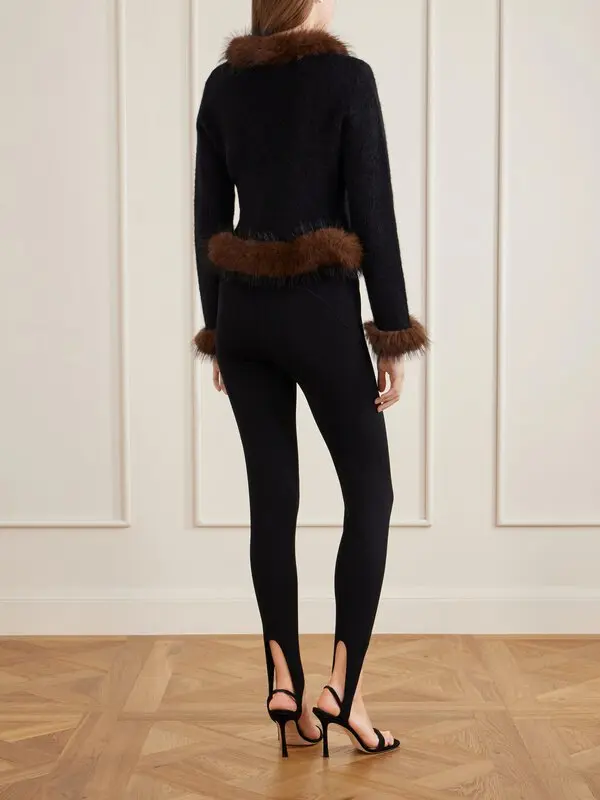 SELF-PORTRAIT Plush-trimmed Knitted Cardigan