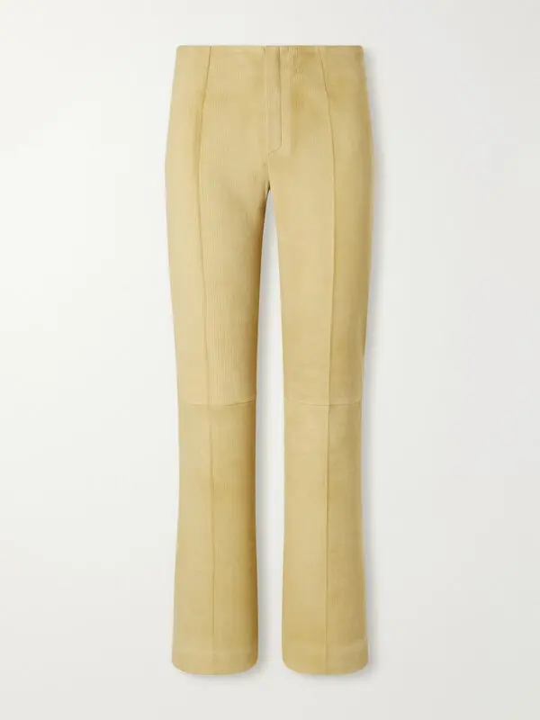 Stouls Georgette Straight-leg Suede Pants - Neutrals