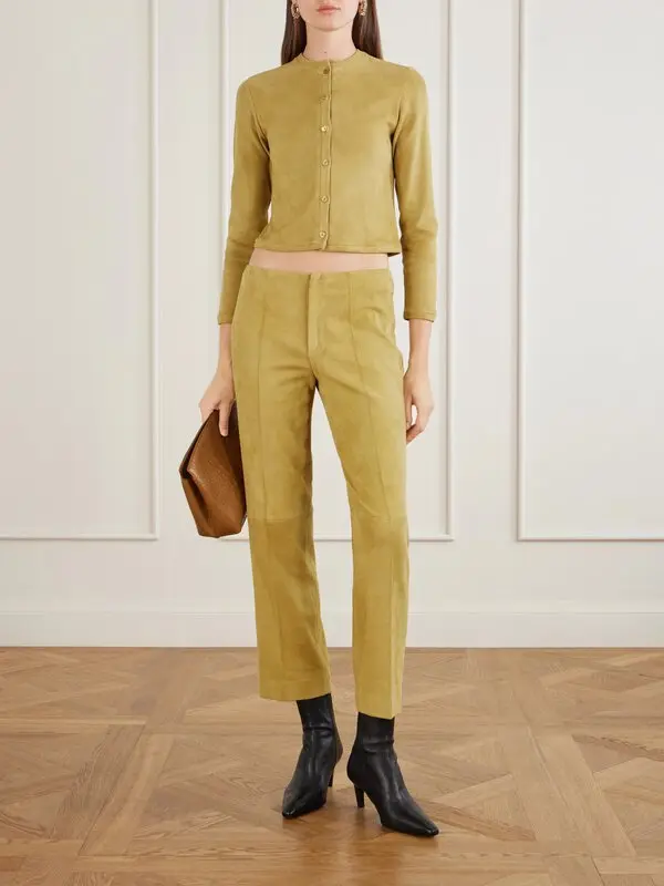 Stouls Georgette Straight-leg Suede Pants