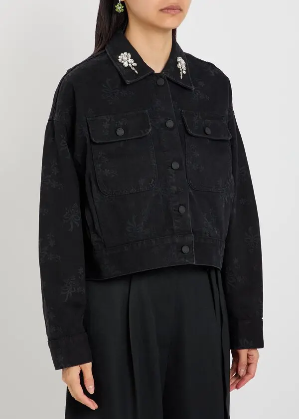 Simone Rocha Crystal-embellished Denim Jacket